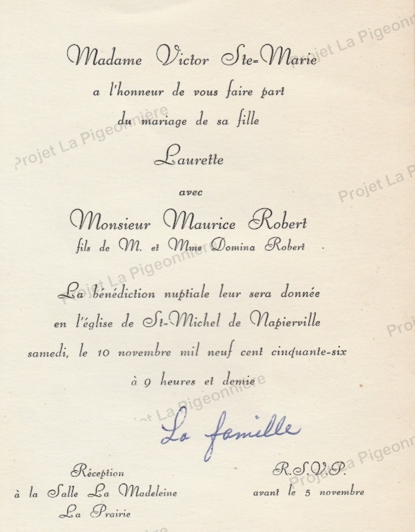 Maurice Robert et Laurette Ste-Marie – Projet La Pigeonnière