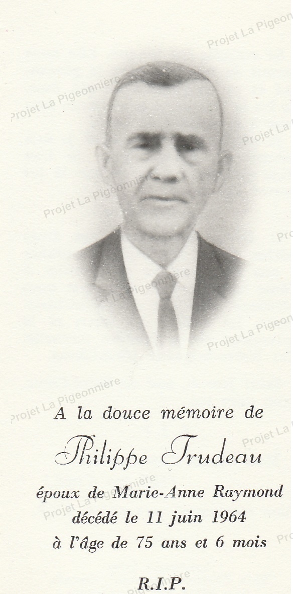 Philippe Trudeau et Marie Anne (Anna) Raymond – Projet La Pigeonnière